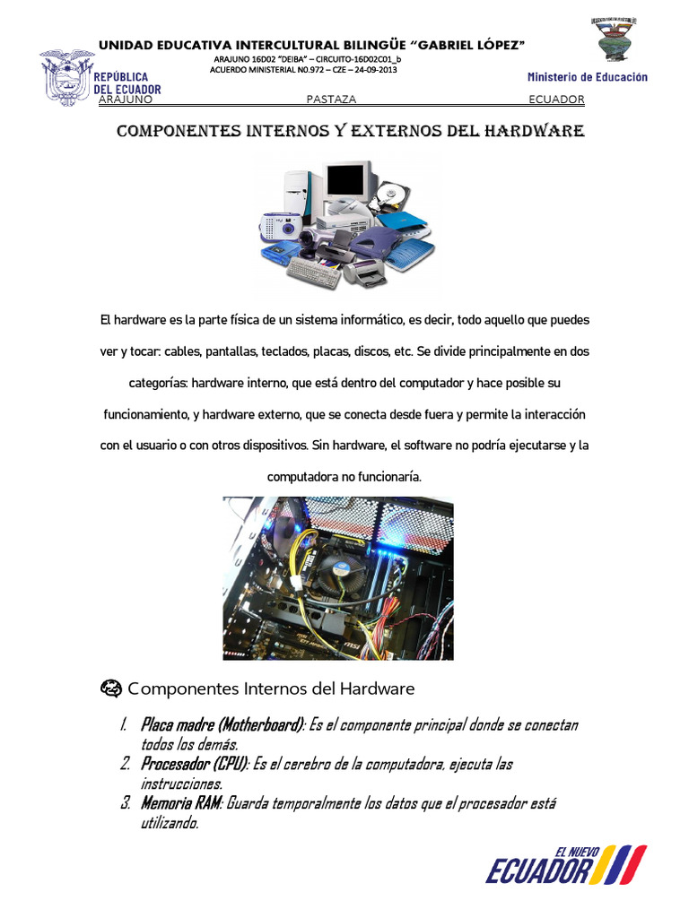 Componentes Internos y Externos Del Hardware | PDF | Hardware de la ...