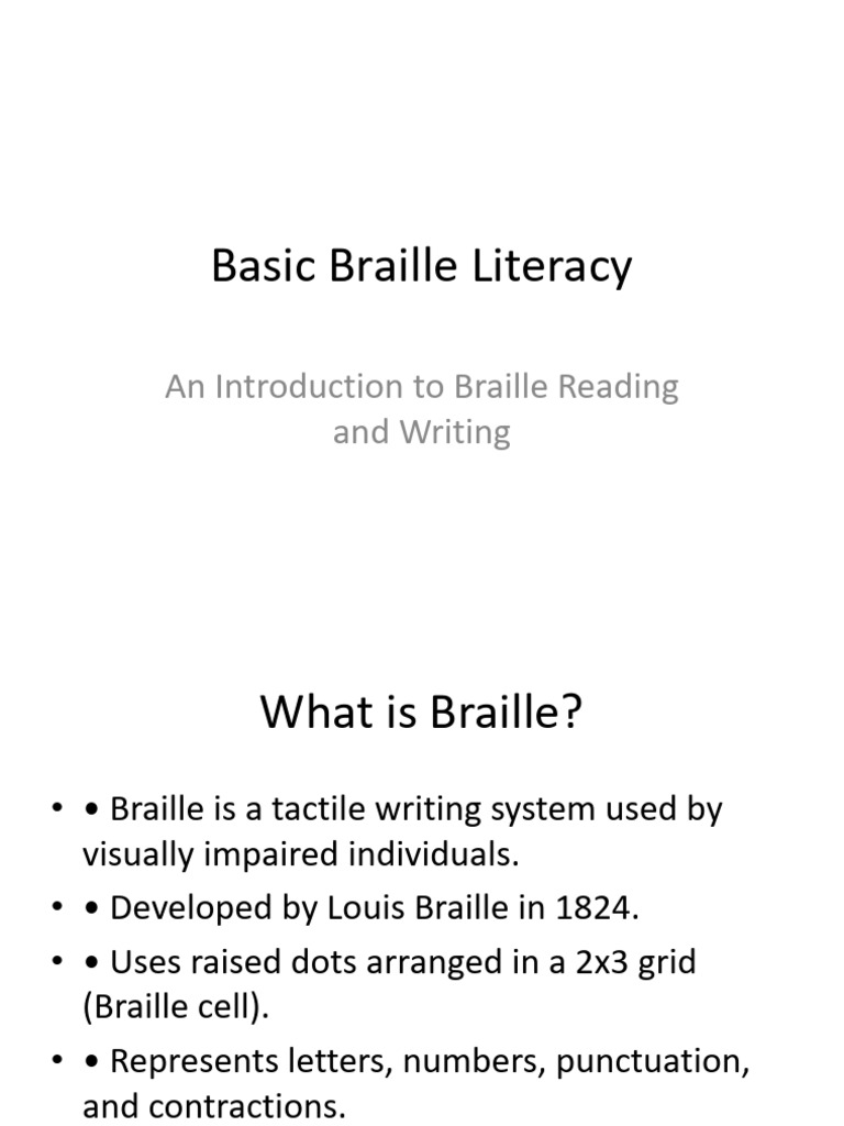 1.5 Basic Braille Literacy | PDF