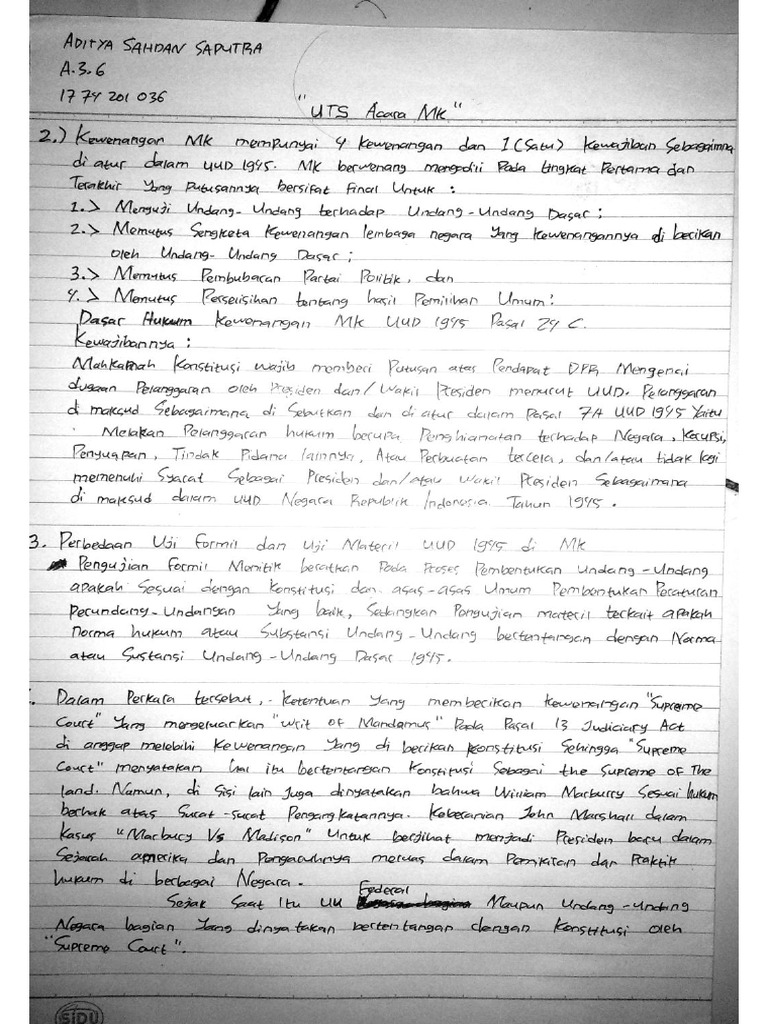 UTS Acara MK (Aditya 036) | PDF