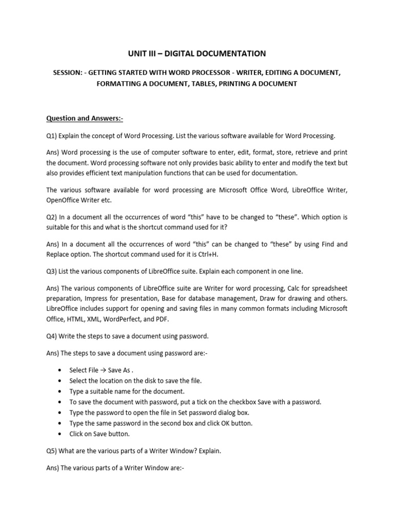 Class 9 - Digital Documentation - SubjectiveQuestionAns - Till Printing ...