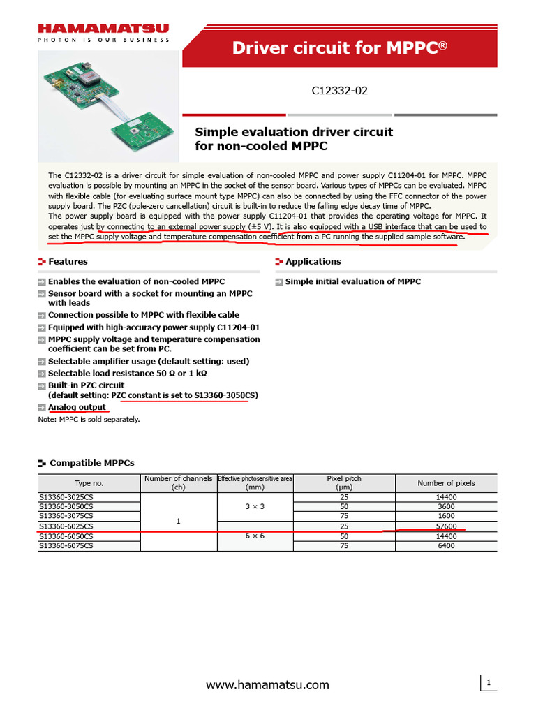 Driver Circuit For MPPC c12332-02 | PDF | Power Supply | Amplifier