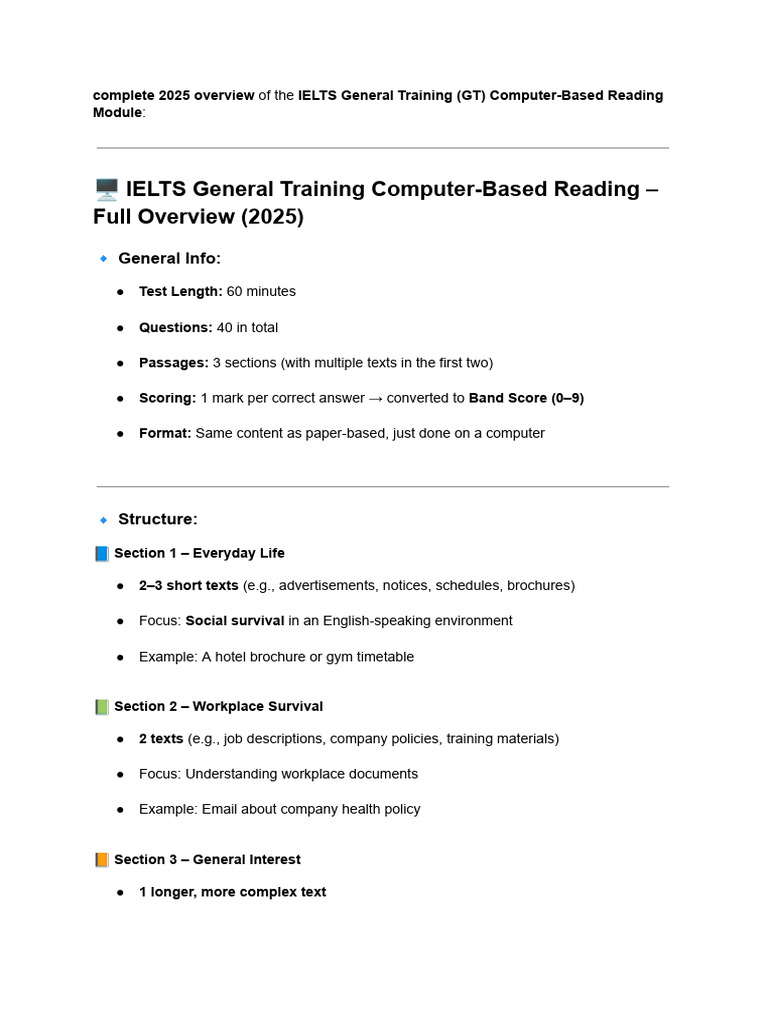 IELTS General Training Computer-Based Reading - Full Overview (2025 ...