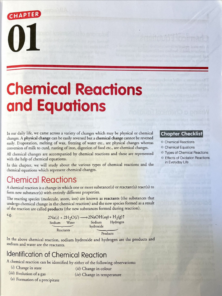 Chemical Reactions and Equations (All in One) | PDF