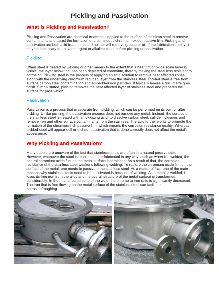 Pickling and Passivation | PDF | Stainless Steel | Corrosion