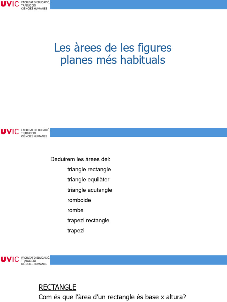 Les Àrees de Les Figures Planes Més Habituals | PDF