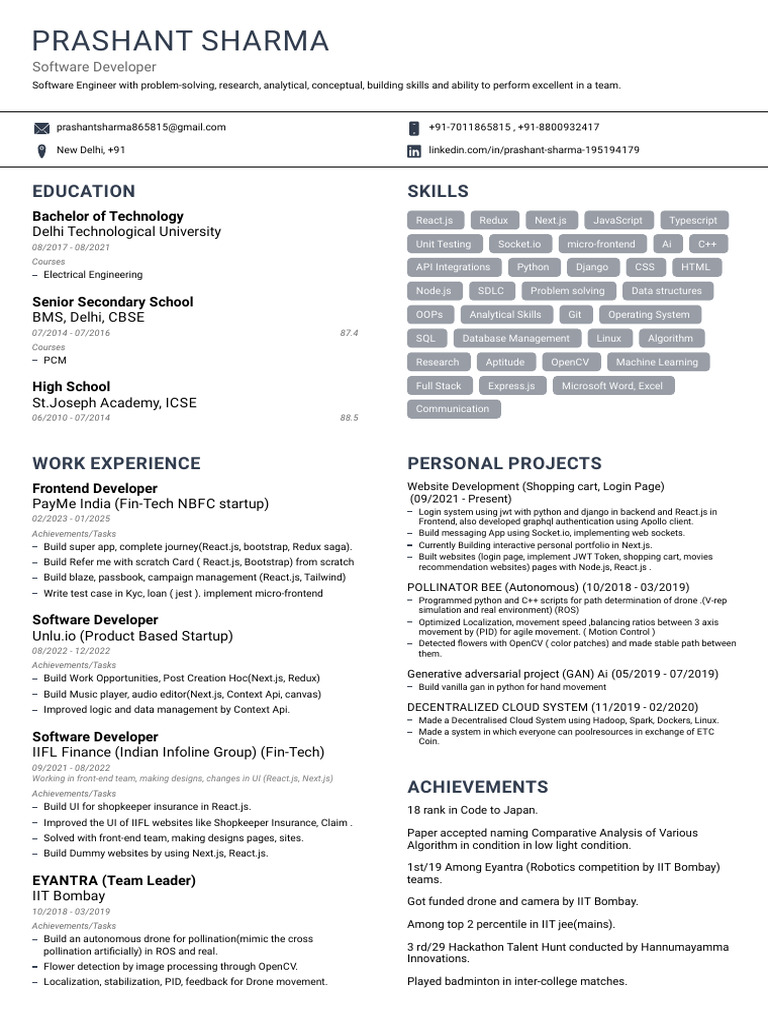 PRASHANT SHARMA Software Developer 3Y | PDF | Web Development | Computing