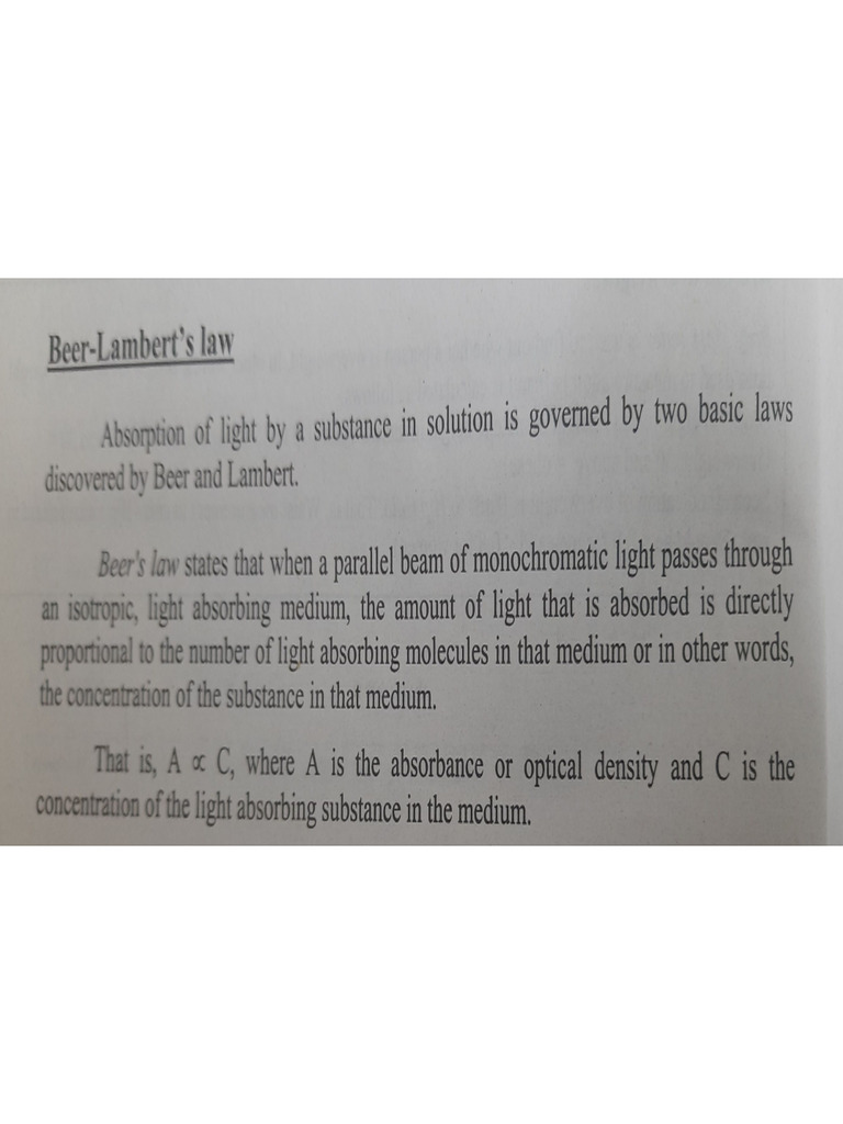 Beer Lambert's Law | PDF