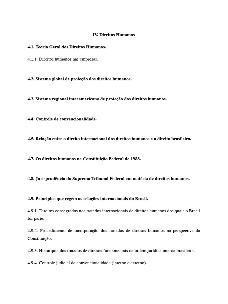 Lista Dos Temas Cobrados No Enam 01/2025 - Direitos Humanos | PDF