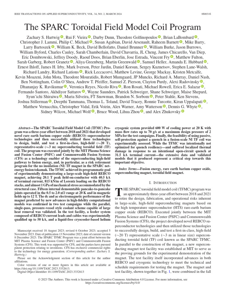 The SPARC Toroidal Field Model Coil Program | PDF | Fusion Power | Tokamak