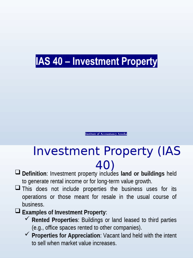 IAS 40 - Investment Property - 093115 | PDF | Fair Value | Depreciation