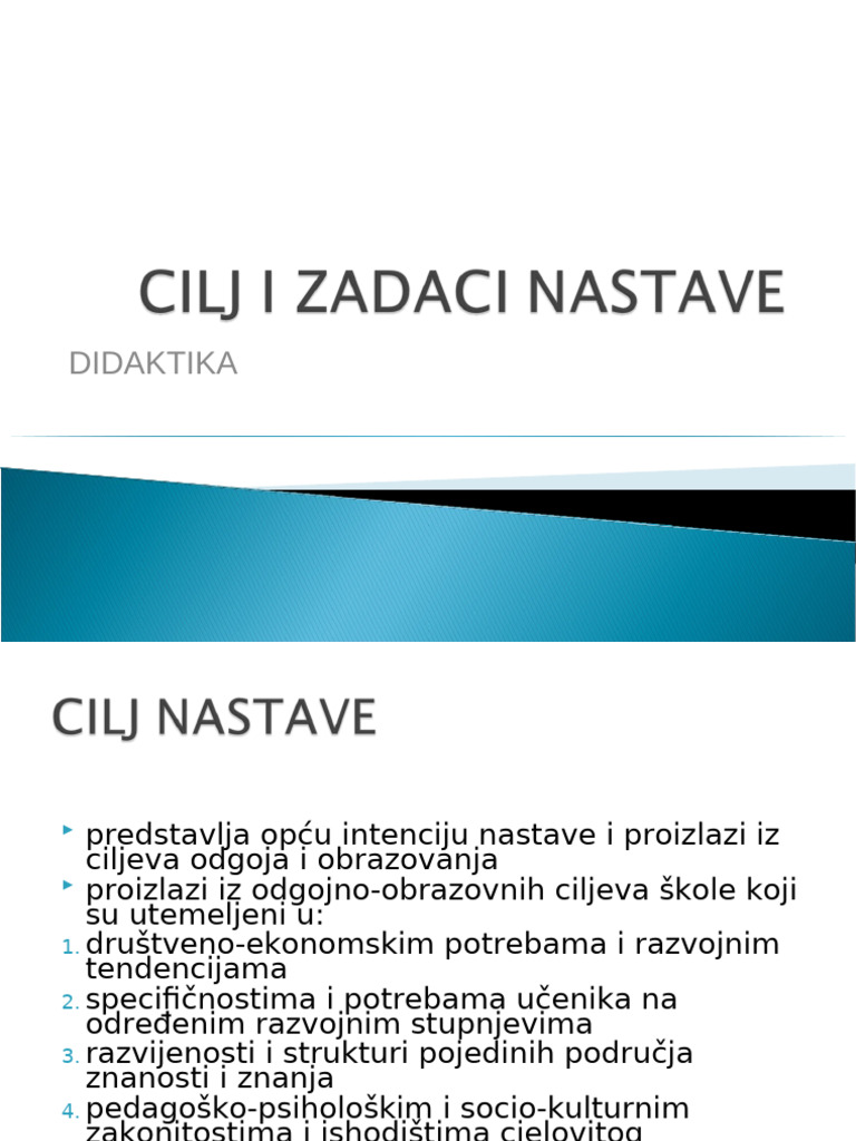 01 Cilj i zadatci nastave | PDF