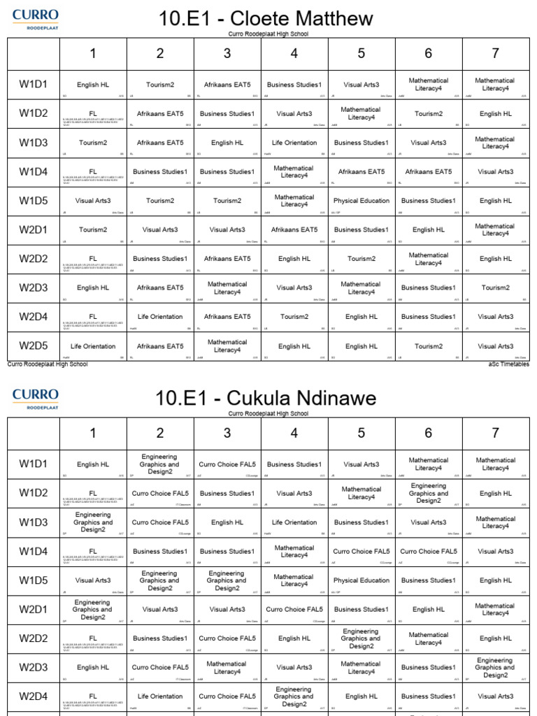 Gr 10 - 12 Timetable Term 2 10-04-2025 FINAL | PDF