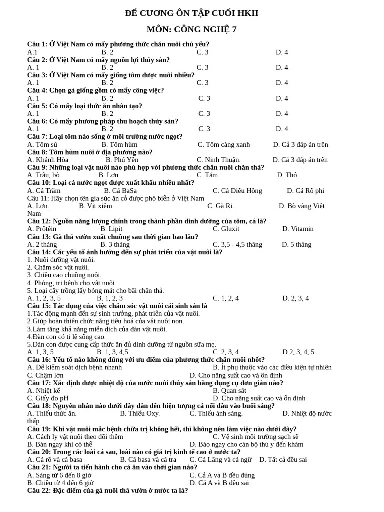 ĐỂ CƯƠNG ÔN TẬP CUỐI HKII | PDF