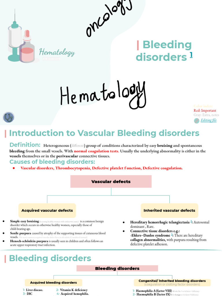 10- Bleeding disorders | PDF | Coagulation | Haemophilia