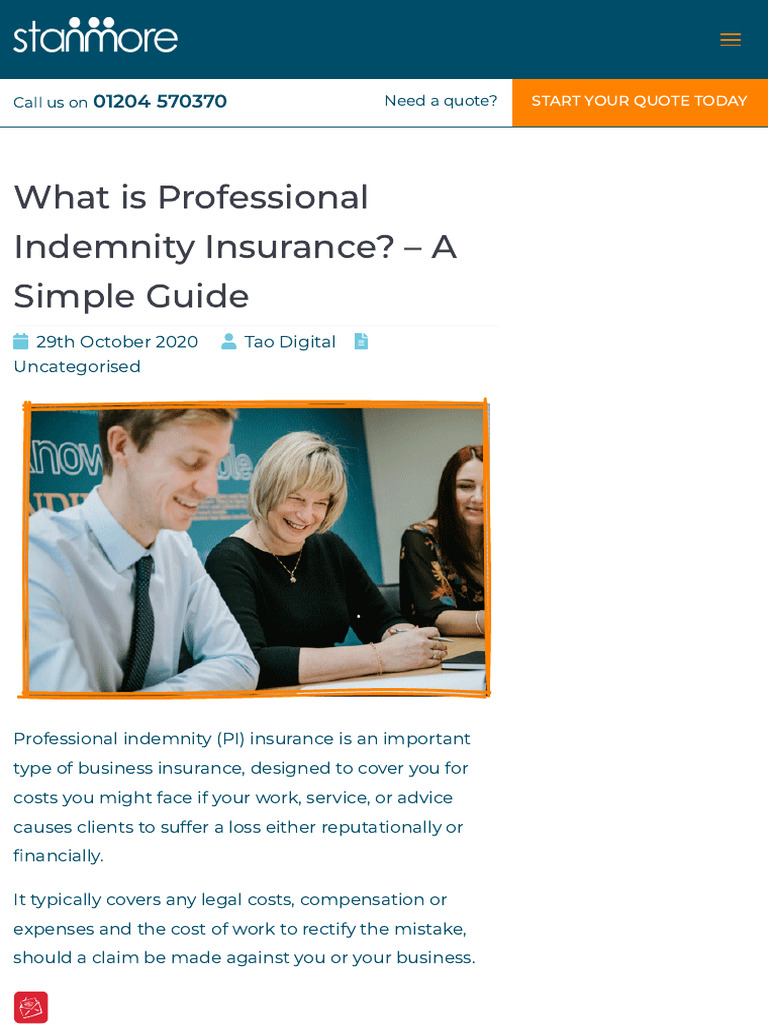 What Is Professional Indemnity Insurance A Simple | PDF | Damages ...