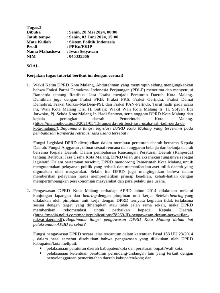 Tugas 3 Sistem Politik Indonesia | PDF