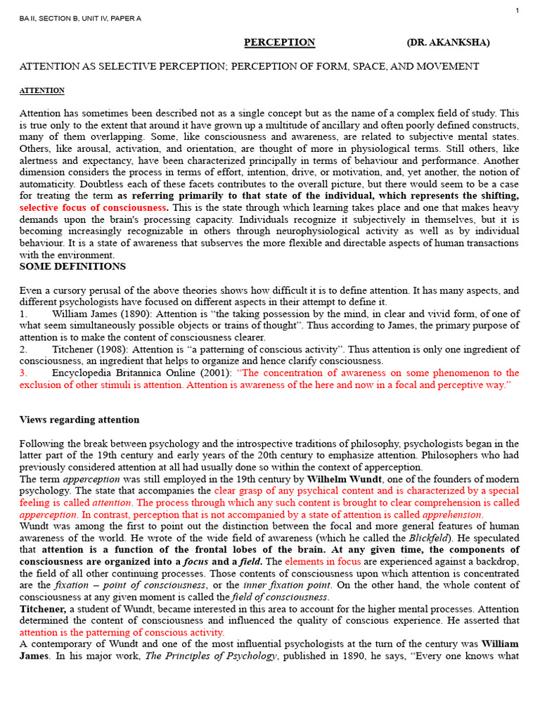 Attention and Perception (Revised) | PDF | Attention | Perception