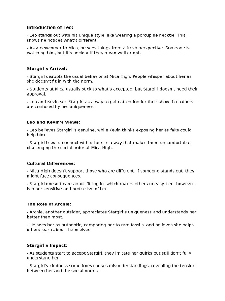 Stargirl Analysis 2 | PDF