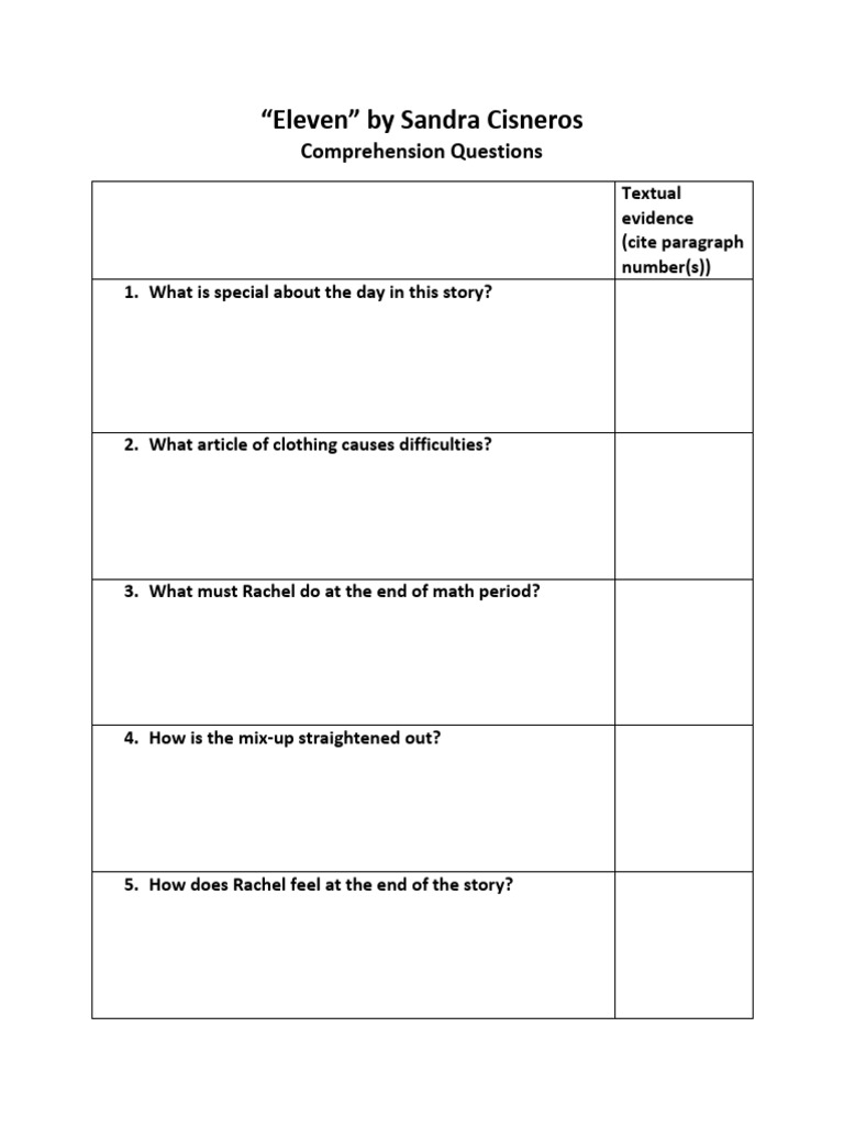 Comprehension Questions for "Eleven" | PDF