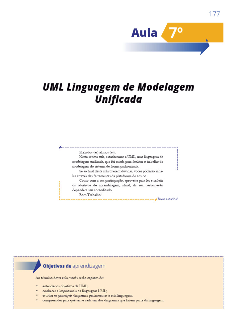 Aula 07 | PDF | Linguagem de modelagem unificada (UML) | Classe ...