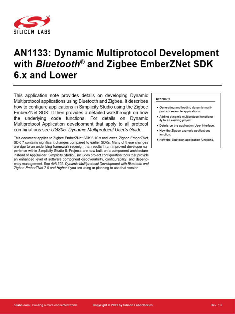 An1133 Dynamic Multiprotocol Bluetooth Zigbee | PDF | Bluetooth | Software Development Kit