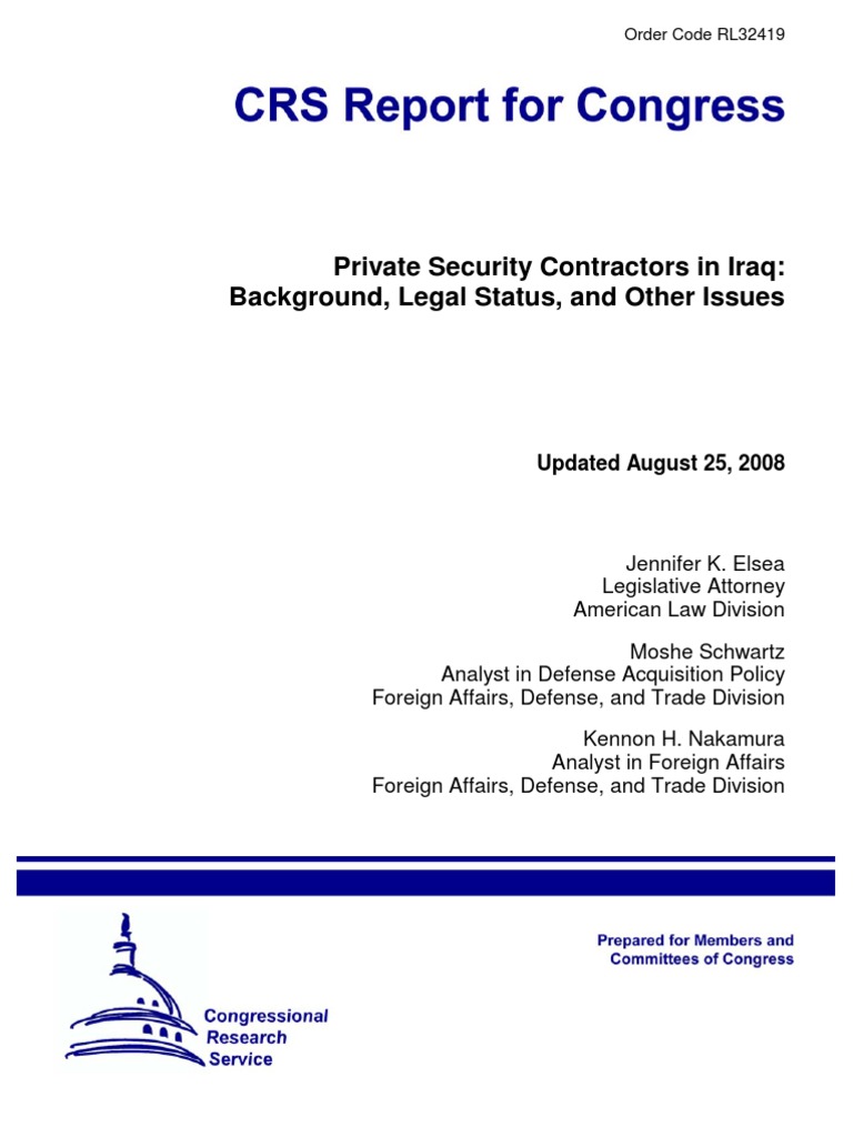 Private Security Contractors in Iraq | PDF | Iraq War | Security Guard