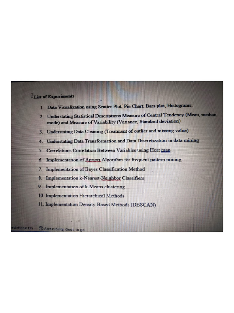 List of Experiments | PDF