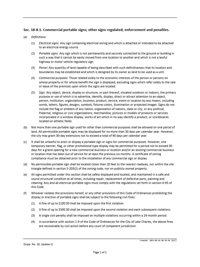 Sec. 18 8.1. Commercial Portable Signs Other Signs Regulated ...