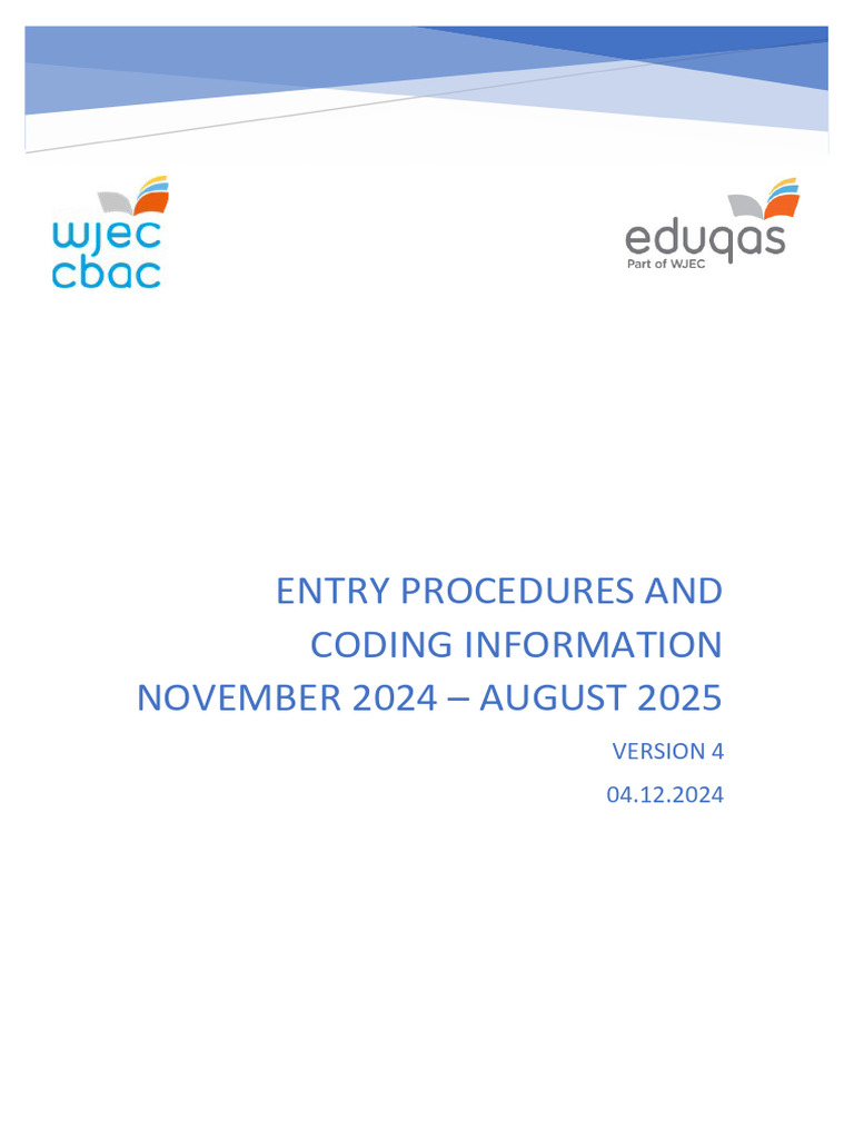 Entry Procedures and Coding Information November 2024 August 2025 | PDF ...