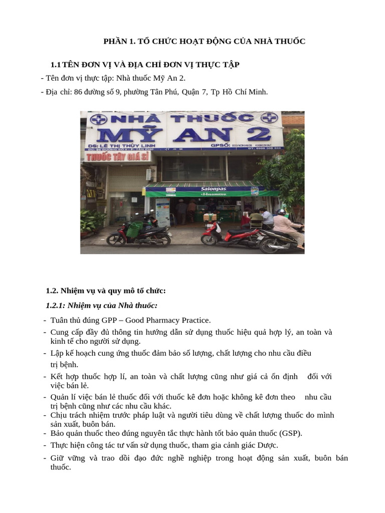 Bao Cao Thuc Nha Thuoc My An 2 | PDF