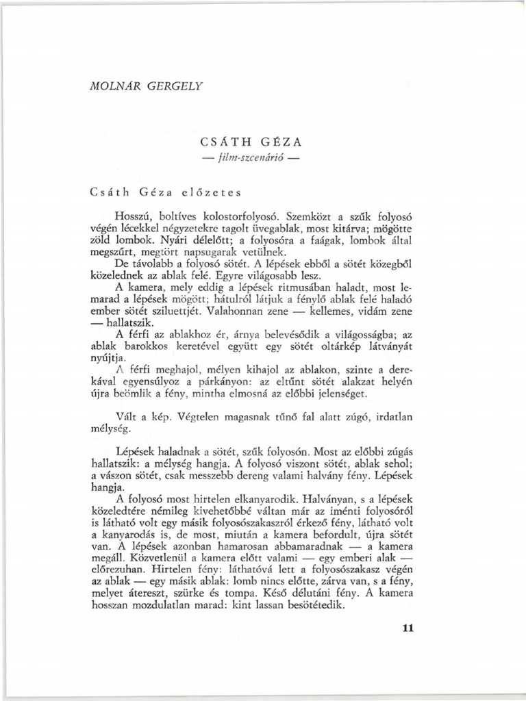 Molnár Gergely (Spions) : Csáth Géza - Film Szcenárió | PDF
