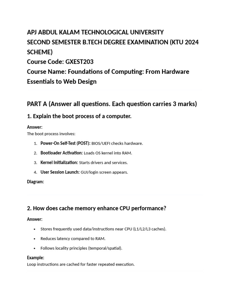 Foc University Question Solved | PDF | Computer Data Storage | Cpu Cache