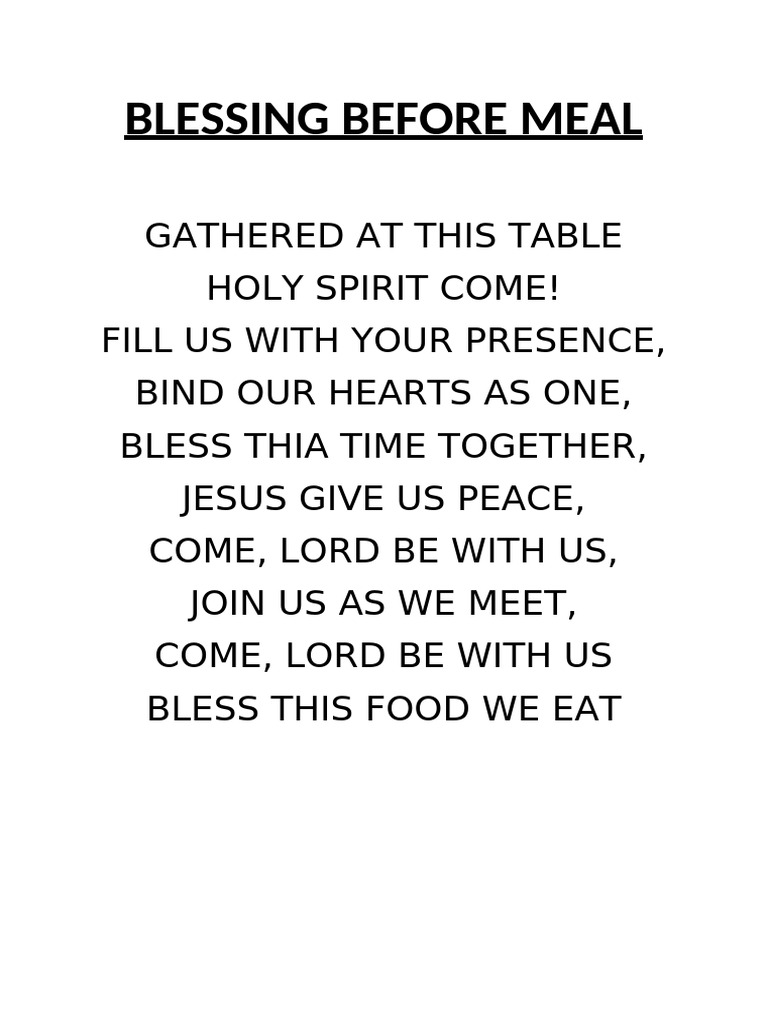 Blessing Before Meal | PDF