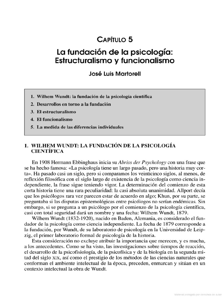 Cap 6-La Fundacion de La Psicologia-Estructuralismo, Funcionalismo. | PDF | Sicología | Experiencia