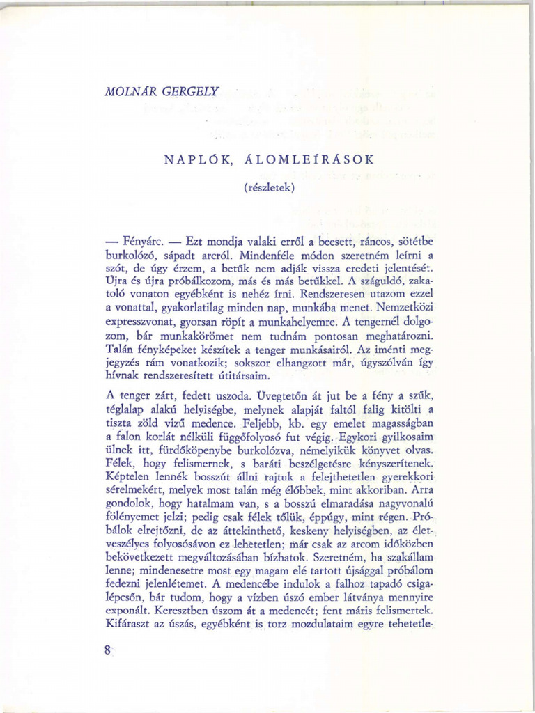 Molnár Gergely (Spions) : Naplók, Álomleírások (Részletek) | PDF