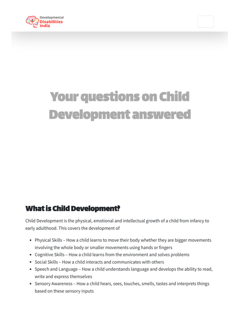 Developmental Disabilities India - Ummeed Child Development Center ...