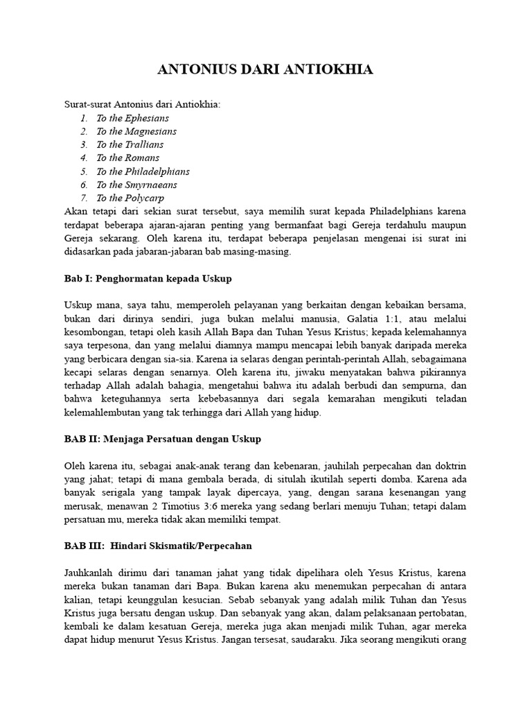 Yohanes Jos Karlos - Ignatius Dari Antiokia | PDF