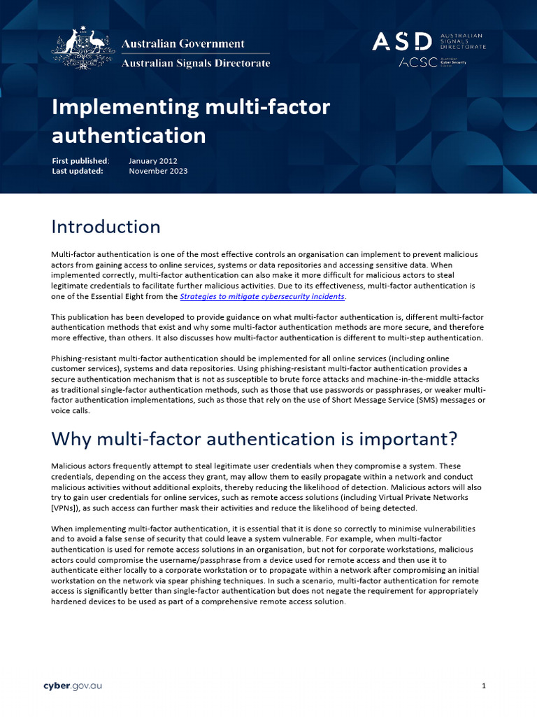 Implementing Multi-Factor Authentication (November 2023) | PDF | Authentication | Security