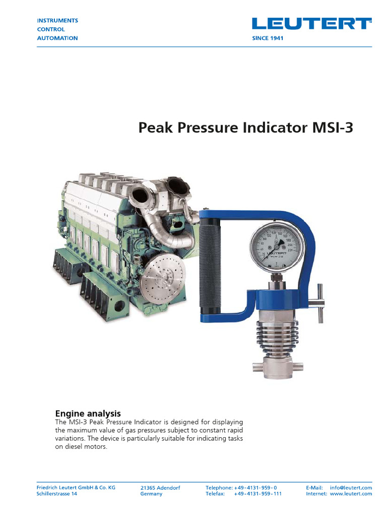 Leutert - MSI-3 - Peak Pressure Indicator | PDF | Screw | Valve