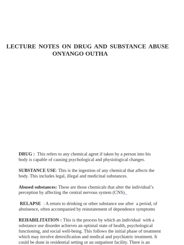 Drug Abuse Presentation1 | PDF | Substance Dependence | Substance Abuse