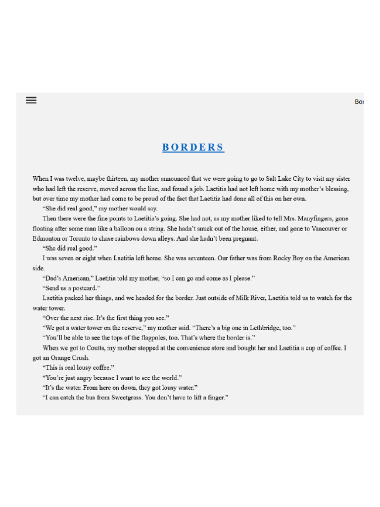 Borders - Thomas King | PDF