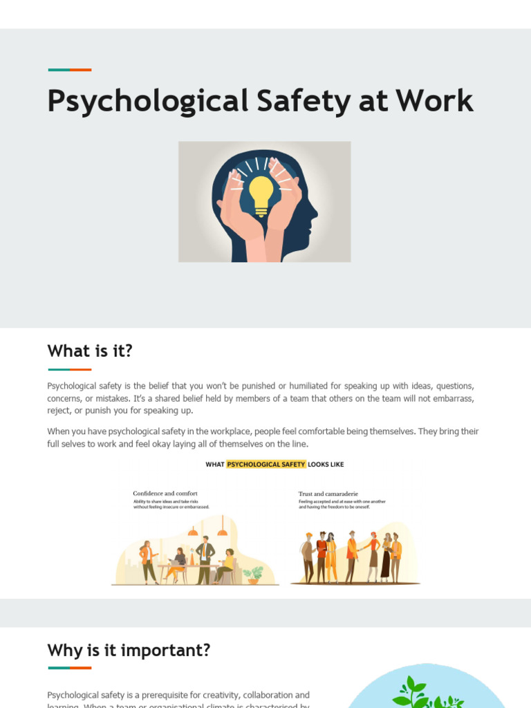 Enhancing Workplace Psychological Safety | PDF | Mindset | Behavior ...