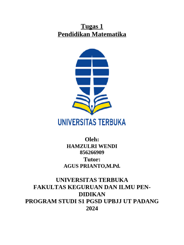 TUGAS 1 Pendidikan MTK | PDF