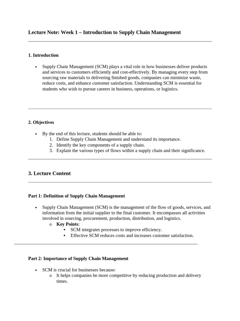 Introduction to Supply Chain Management | PDF | Supply Chain Management ...