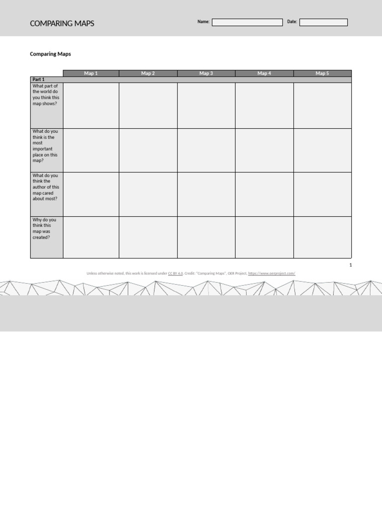 Map Comparison Worksheet | PDF