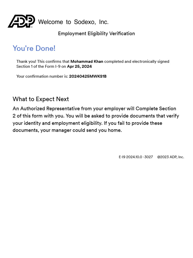 Sodexo Work Authorization | PDF