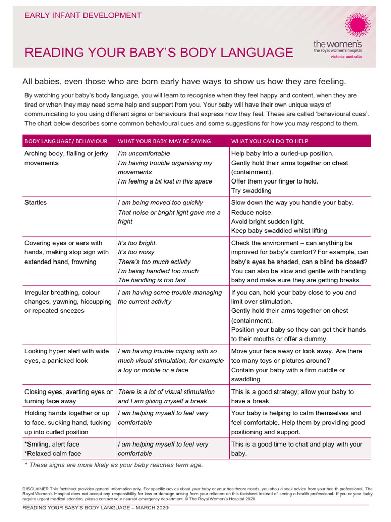 Understanding Baby Body Language | PDF | Body Language | Behavioural ...