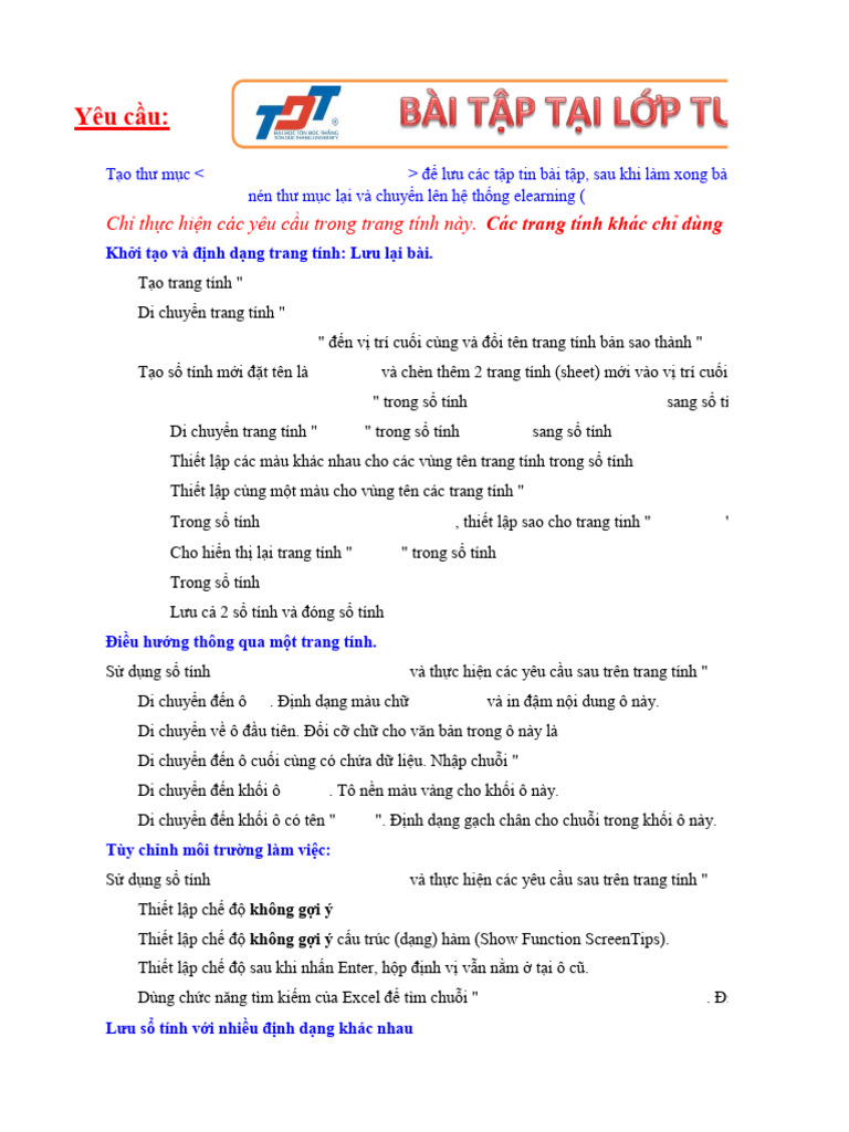 Bai tap Tai lop Tuan 1 | PDF