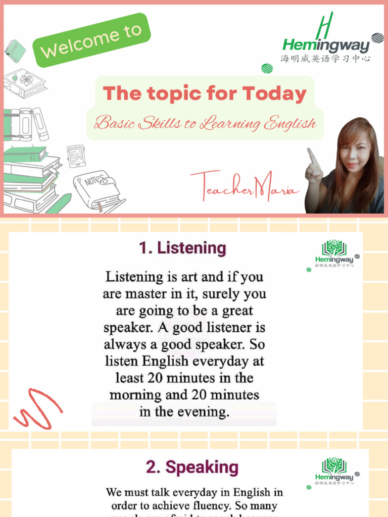 BASIC SKILLs in Learning English | PDF