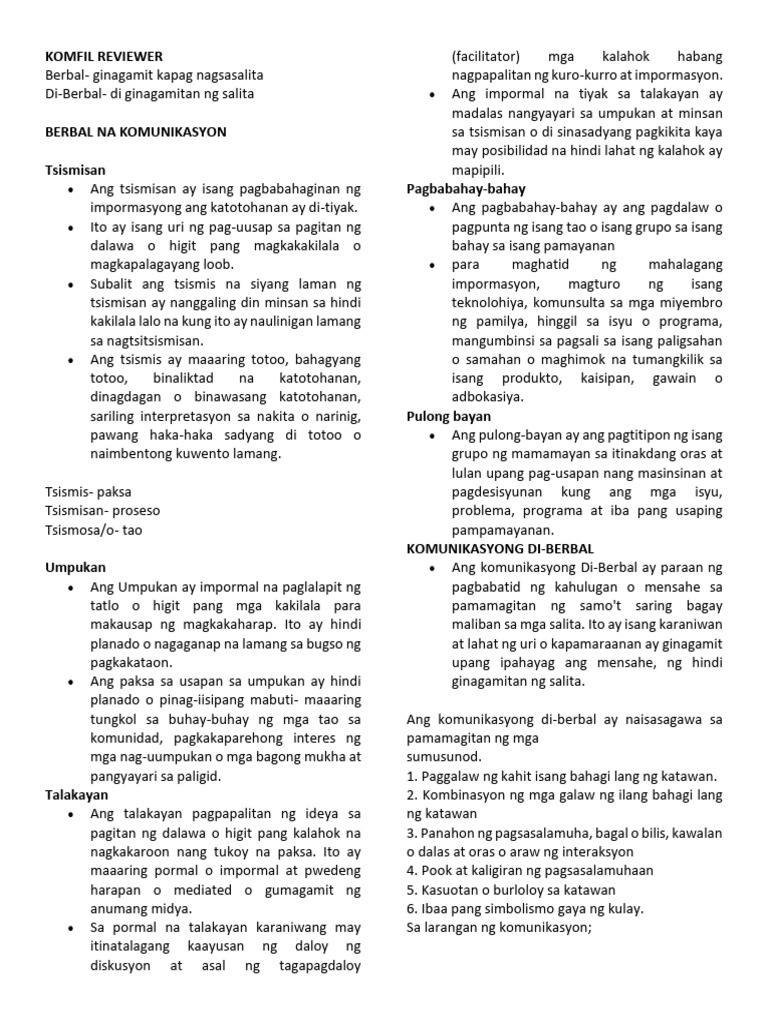 Komfil Reviewer | PDF